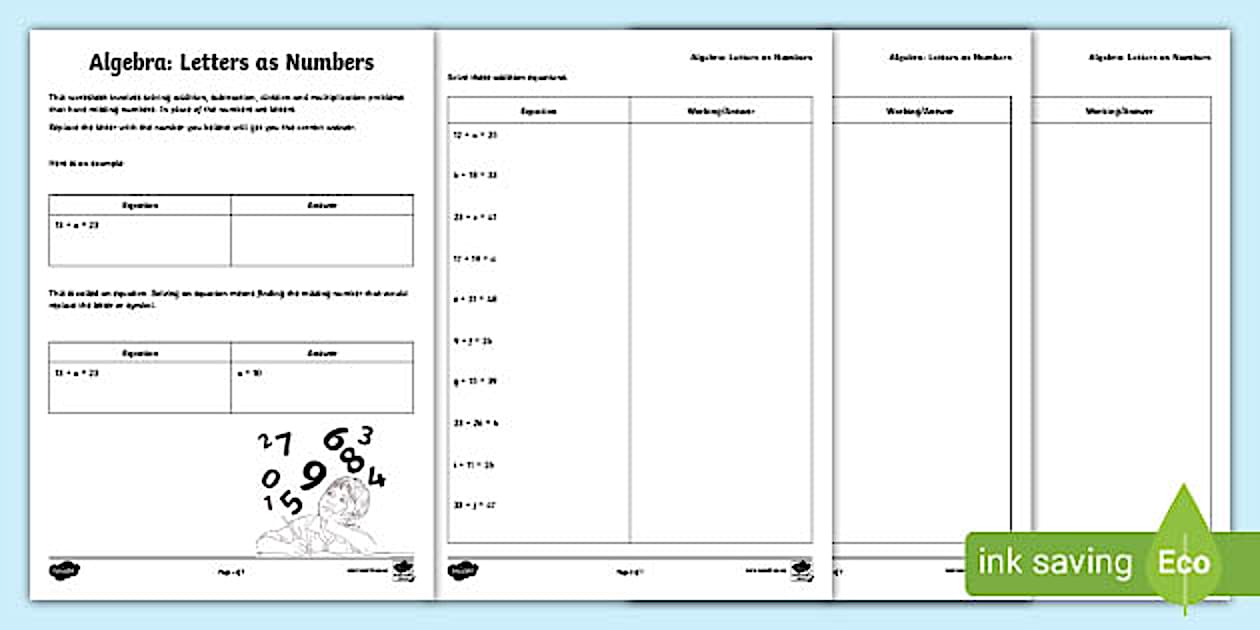 Algebra: Letters as Numbers (teacher made) - Twinkl
