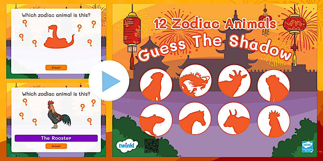 12 Zodiac Animals Guess The Shadow Powerpoint Game