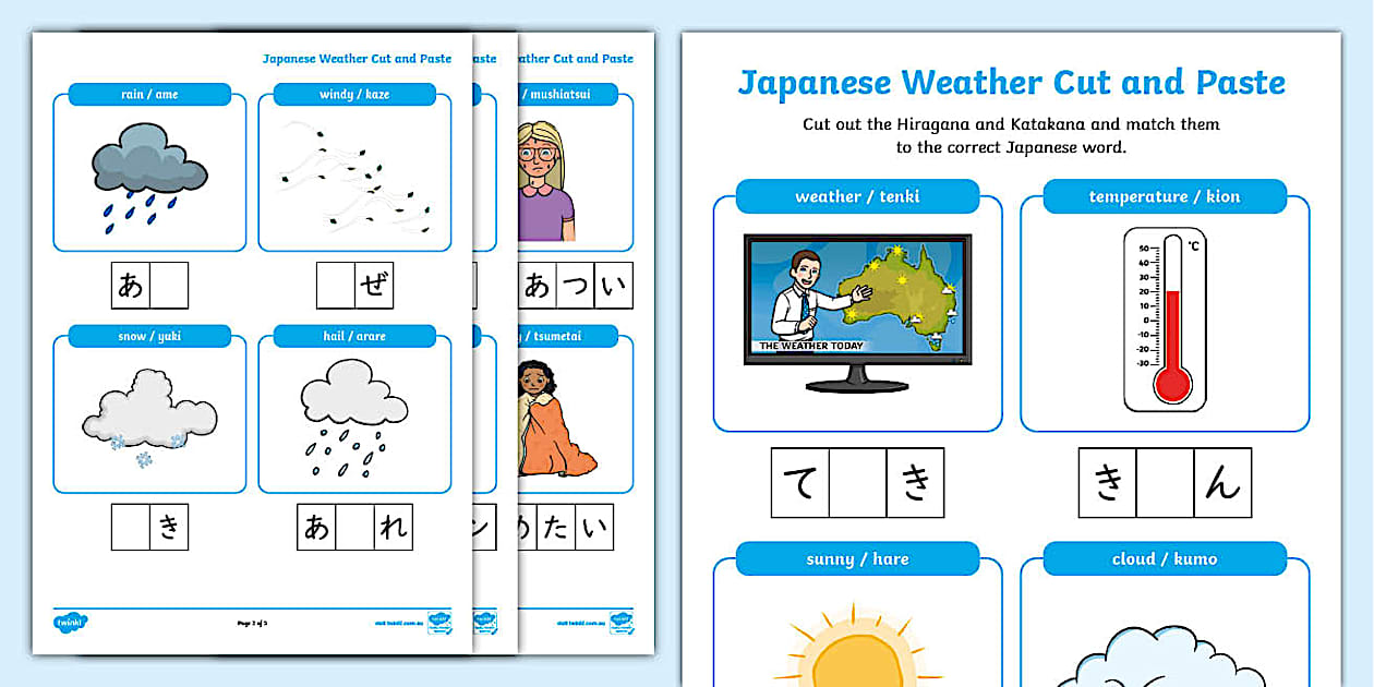 Japanese Weather Cut and Paste (teacher made) - Twinkl