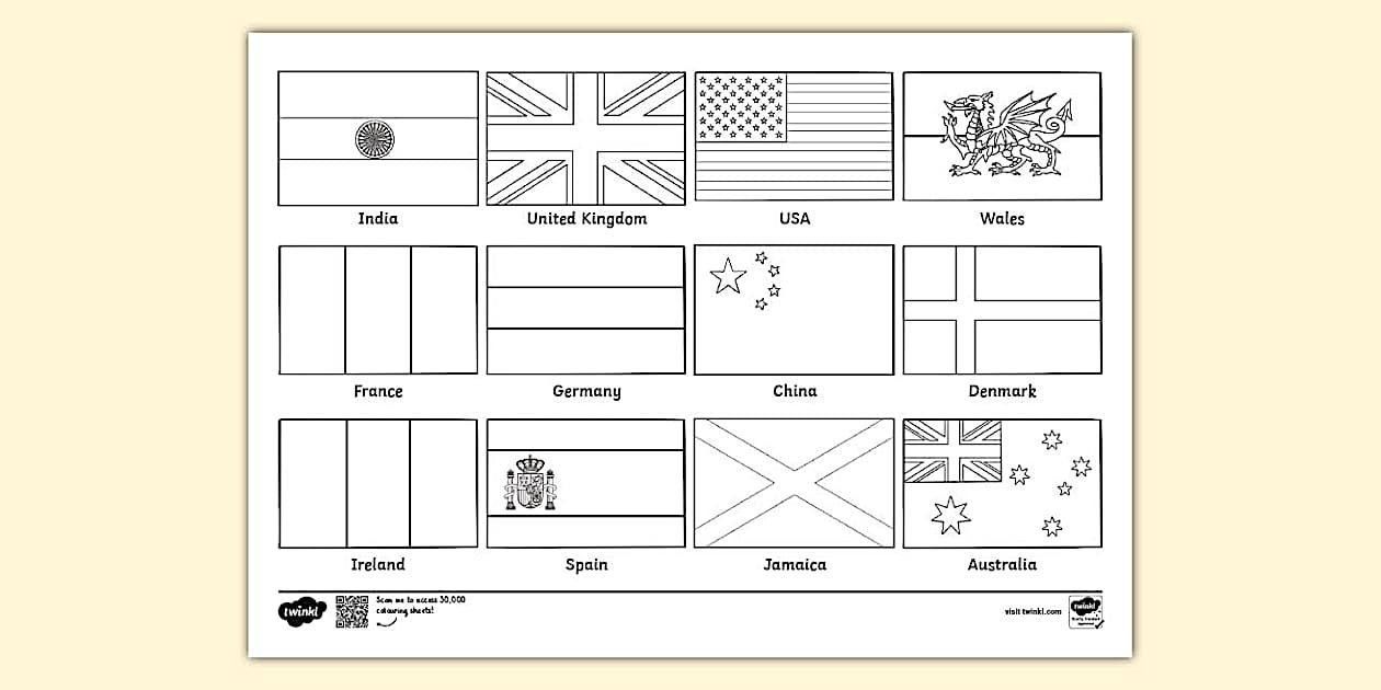 Flags of the World Colouring Page | Colouring Sheets