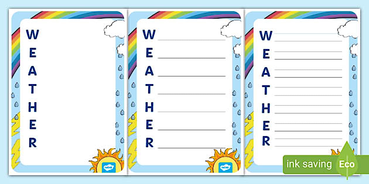 Weather Acrostic Poem | Literacy Resources (teacher made)