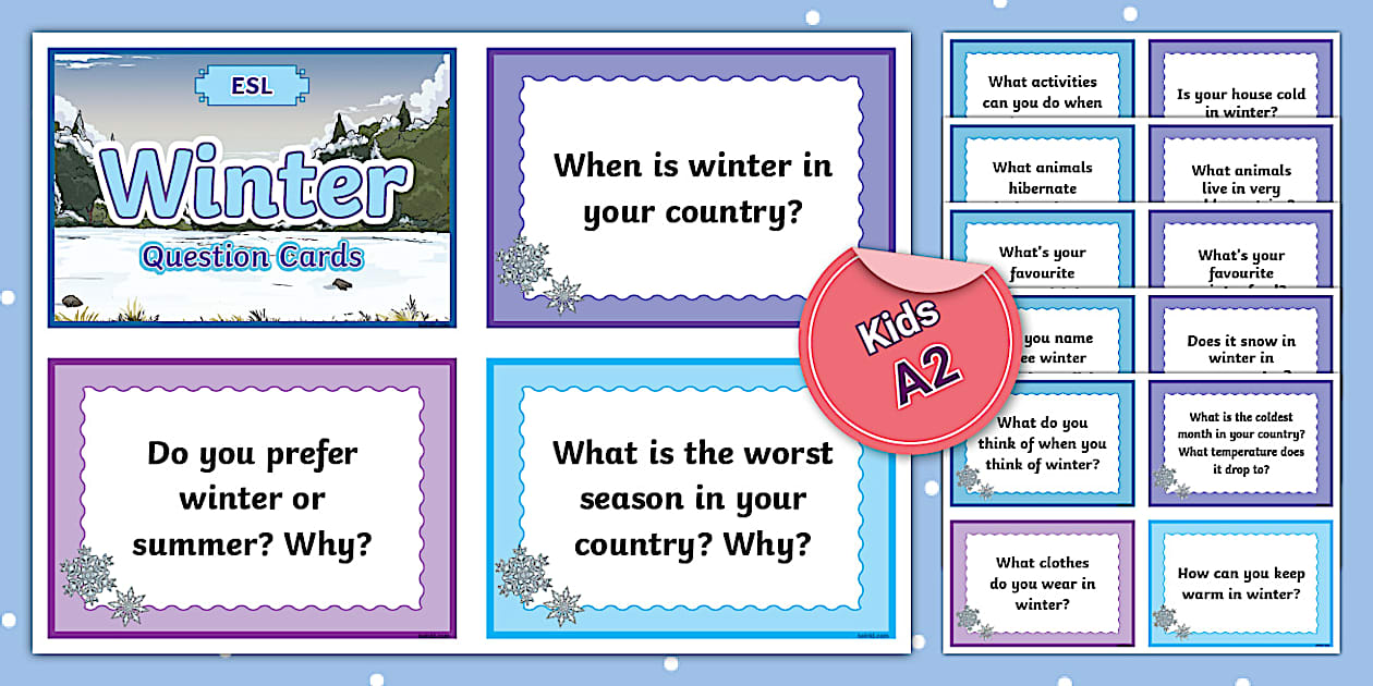 Winter ESL Questions Cards | ESL | Twinkl (teacher made)
