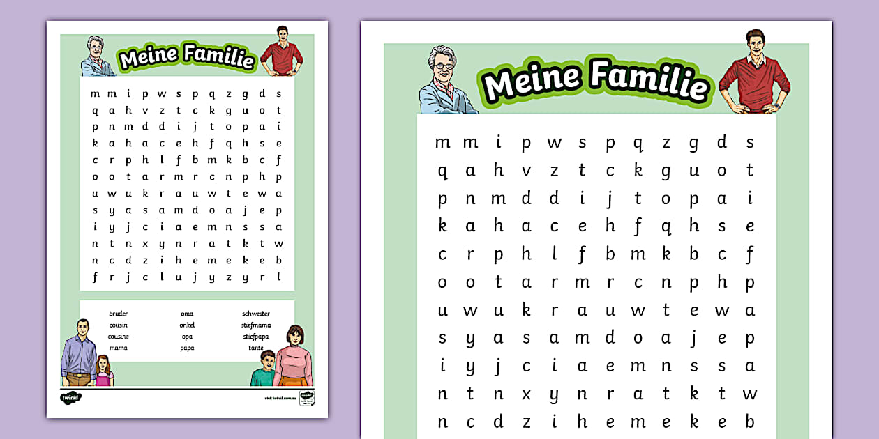 My Family German Word Search (teacher made) - Twinkl