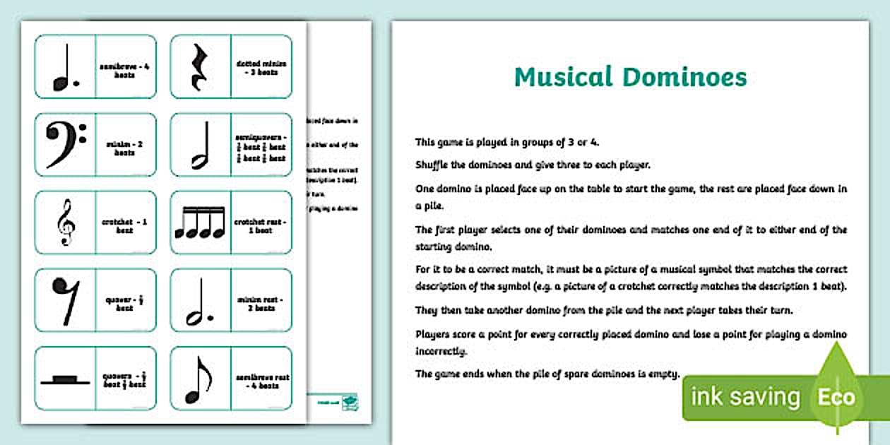 Editable Musical Dominoes (teacher made) - Twinkl