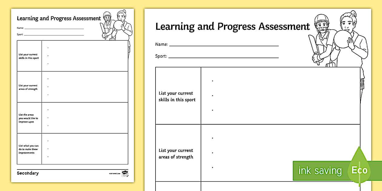 Editable PE Student Learning and Progress Assessment Sheet