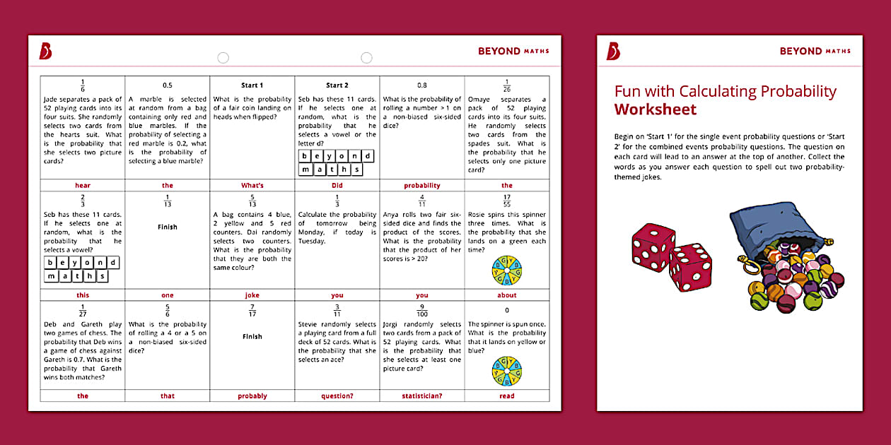👉 Fun with Calculating Probability Worksheet - Twinkl