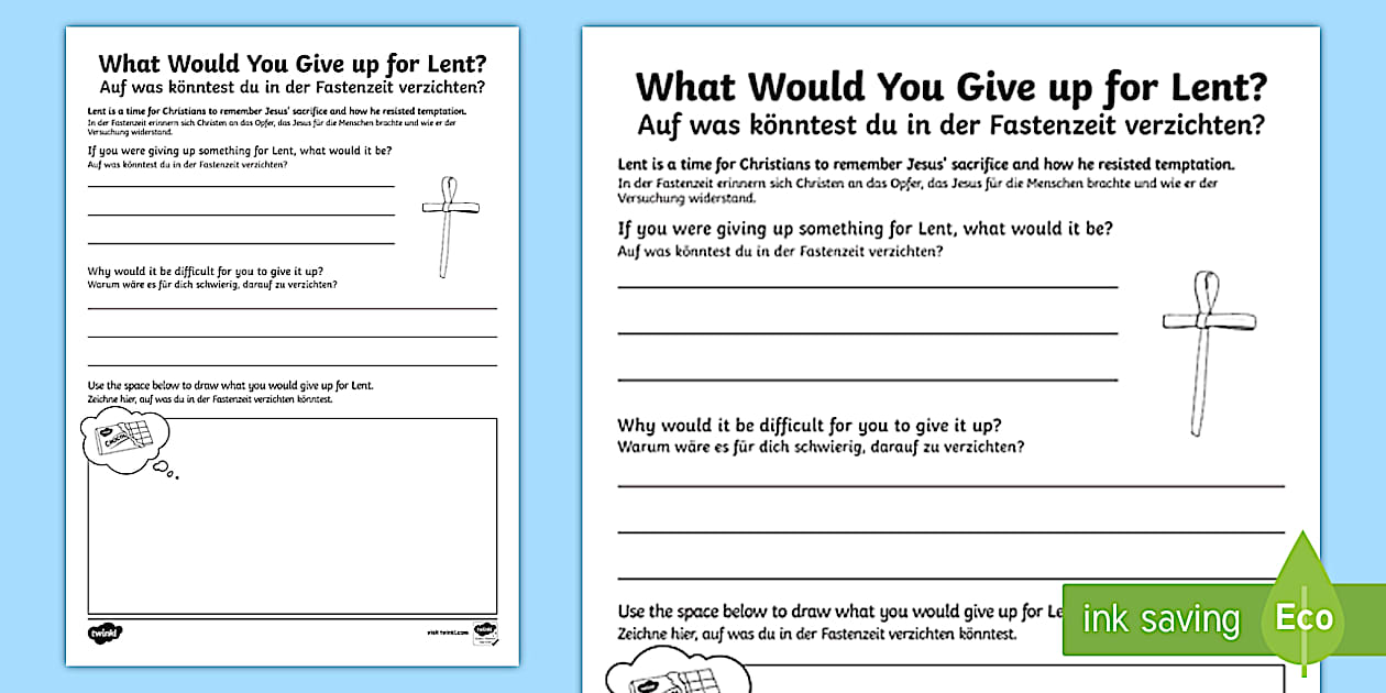 Lent Worksheet English/German - Twinkl