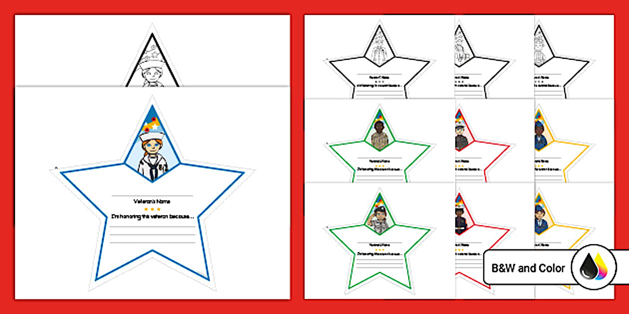 Veterans Day Star Writing Worksheet for Kids | Twinkl USA