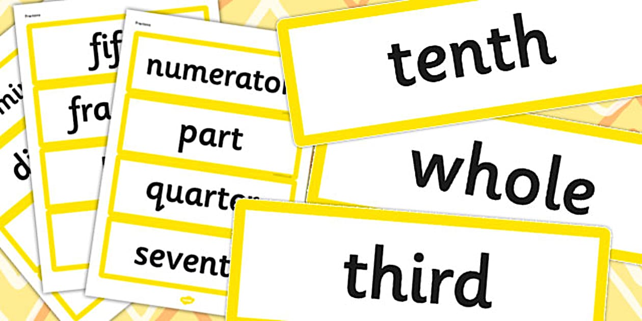 Grade 3 2014 National Curriculum Maths Fractions Vocabulary Cards - vocab
