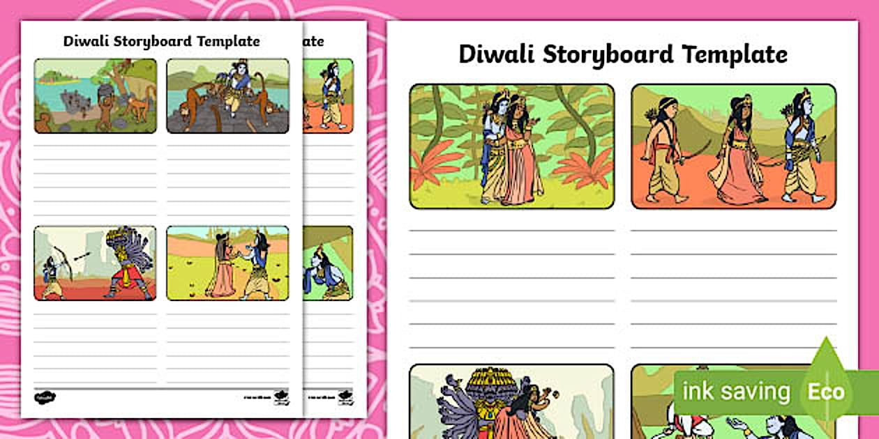Editable Rama and Sita Diwali Storyboard Template - Twinkl