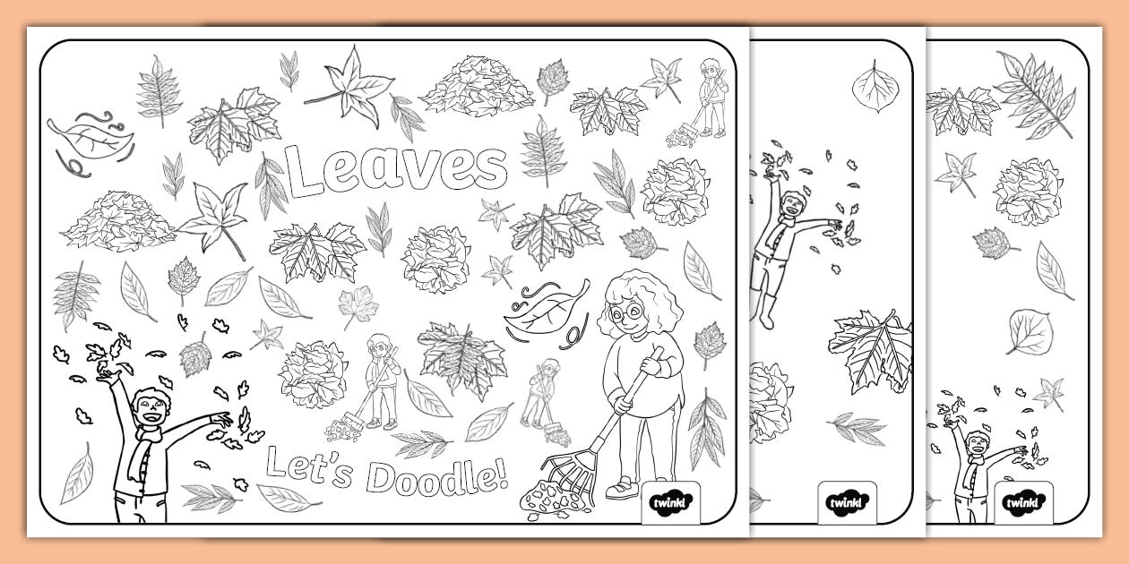 Leaf Doodle Colouring Pages - Twinkl - KS1