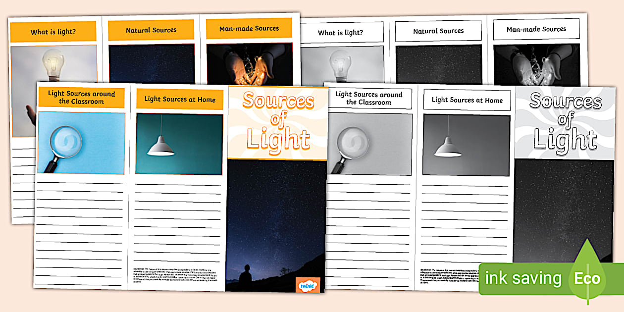 Sources of Light Leaflet Template (teacher made) - Twinkl
