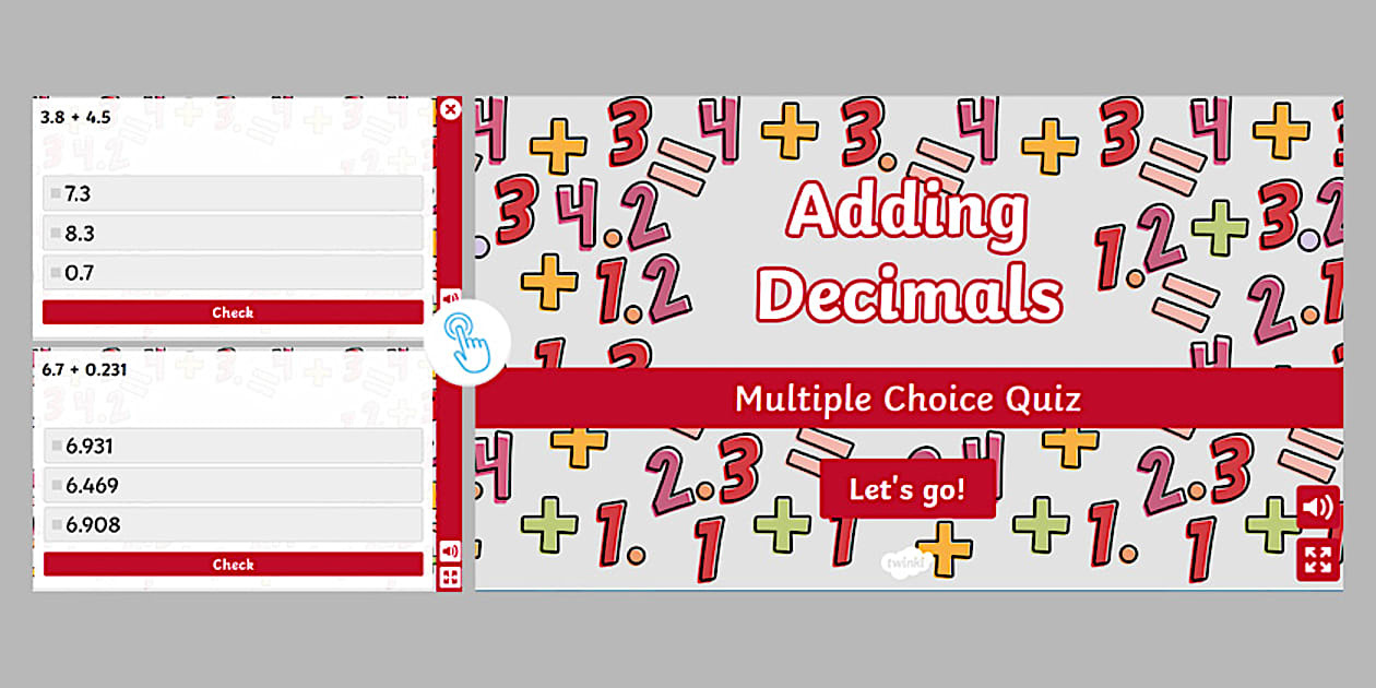 Seventh Grade Adding Decimals Interactive Quiz - Twinkl