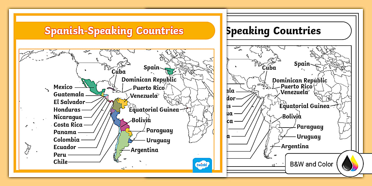 Spanish-Speaking Countries Map | 3rd Grade Resource | Twinkl