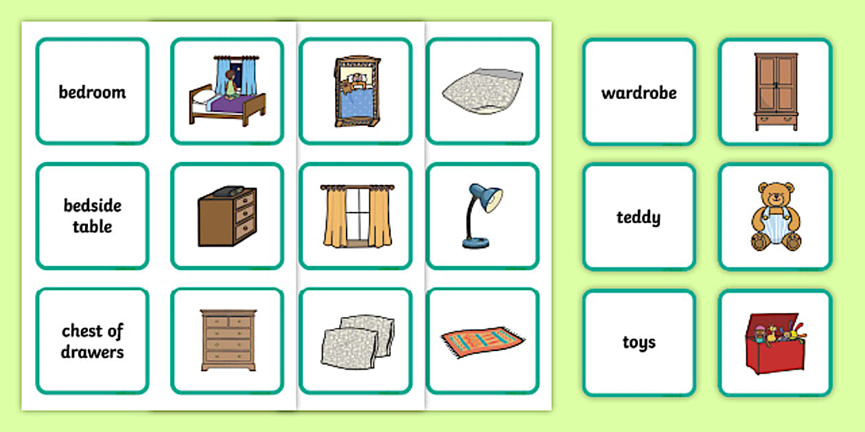 Home Words Matching Cards - ESL Home Vocabulary Game