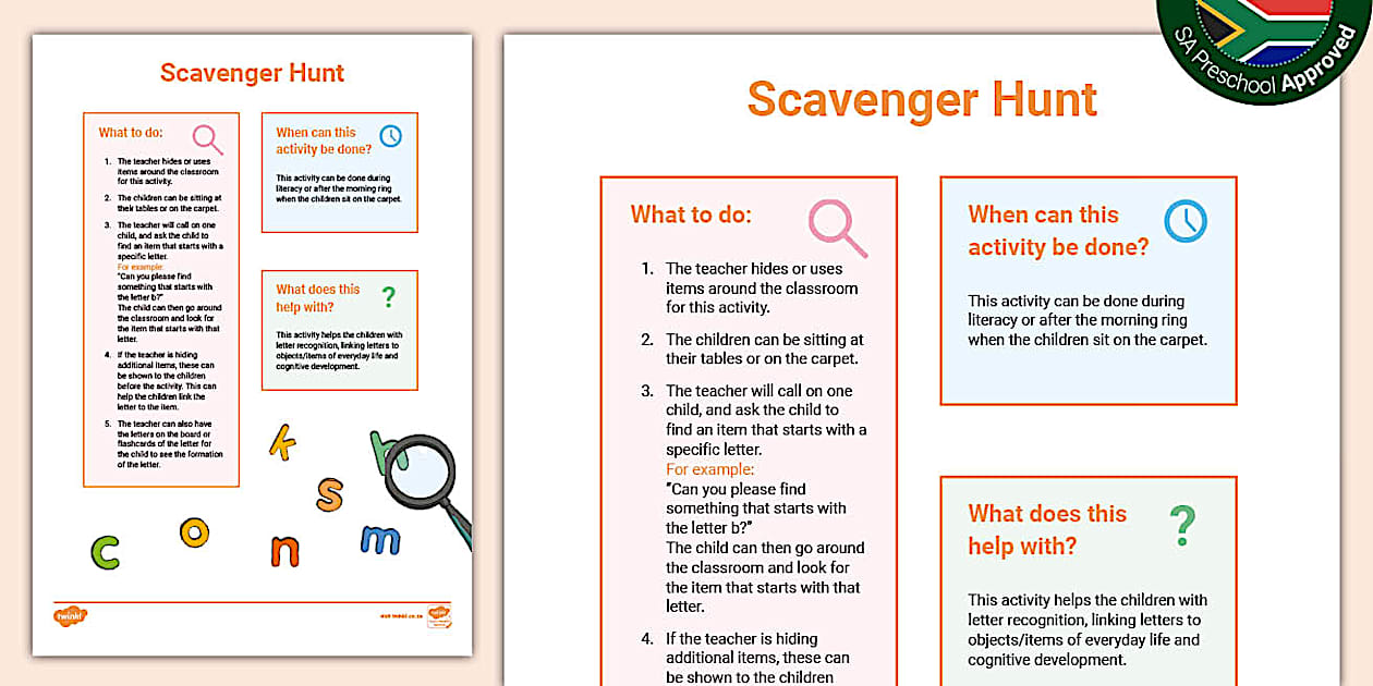Preschool: Literacy: Scavenger Hunt