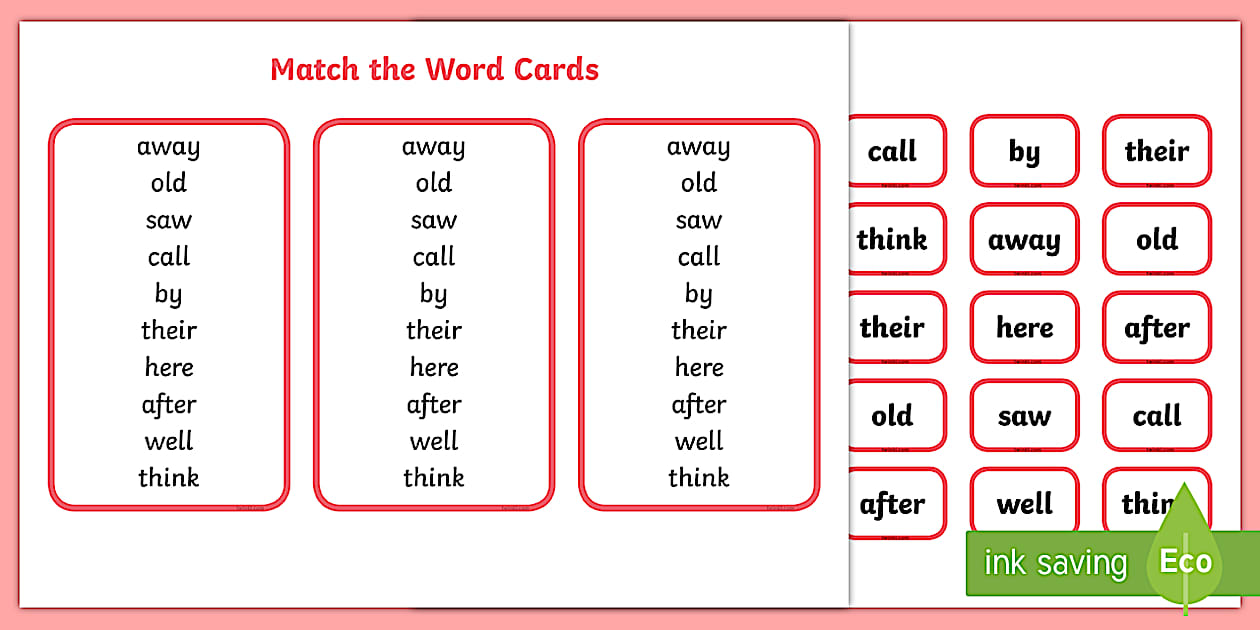 Match the Words (High Frequency 11) Peg Game - Twinkl