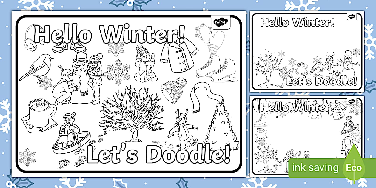 Let's Doodle Winter-Themed Colouring Pages - Winter - Twinkl