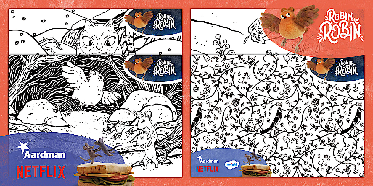 FREE! - Robin Robin Mindfulness Colouring Sheets | Netflix | Twinkl