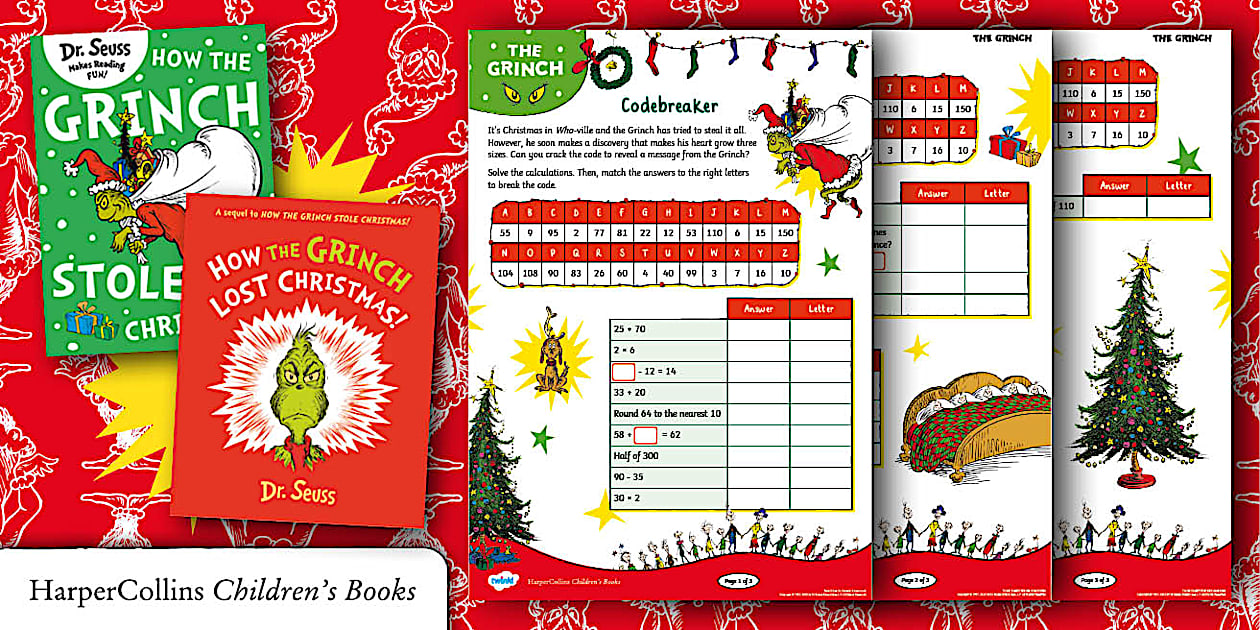 FREE! - 👉 The Grinch: Maths Codebreaker Activity Sheets [Ages 7-9]