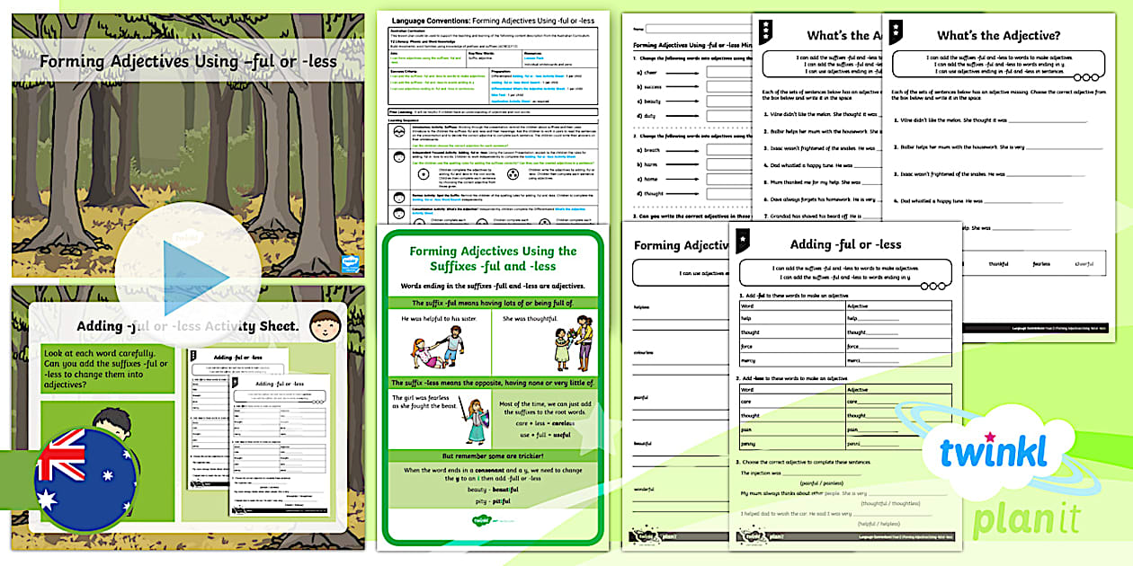 Language Conventions Form Adjectives Using -ful or -less Lesson