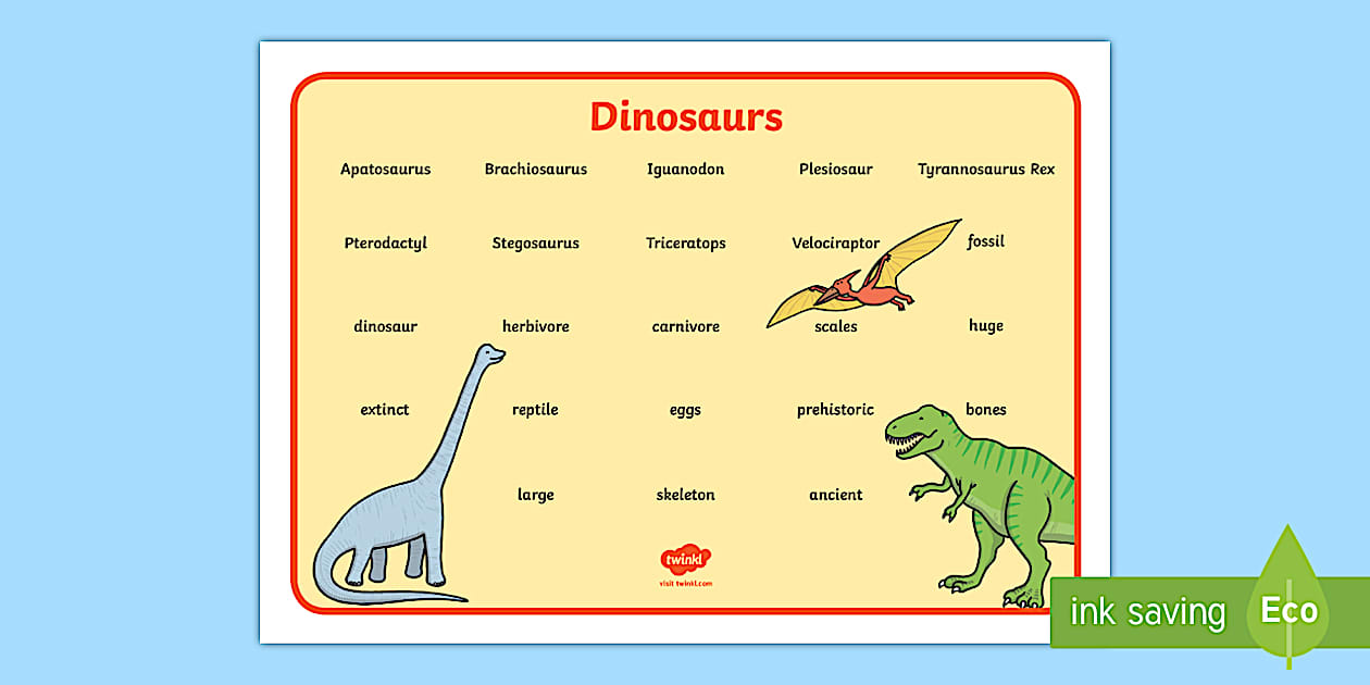 Cursive Dinosaurs Word Mat (All Text Version) (teacher made)
