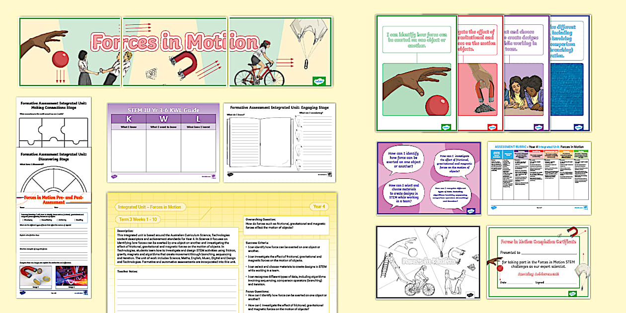 STEM IU Yr 4 Forces in Motion Display Pack (teacher made)