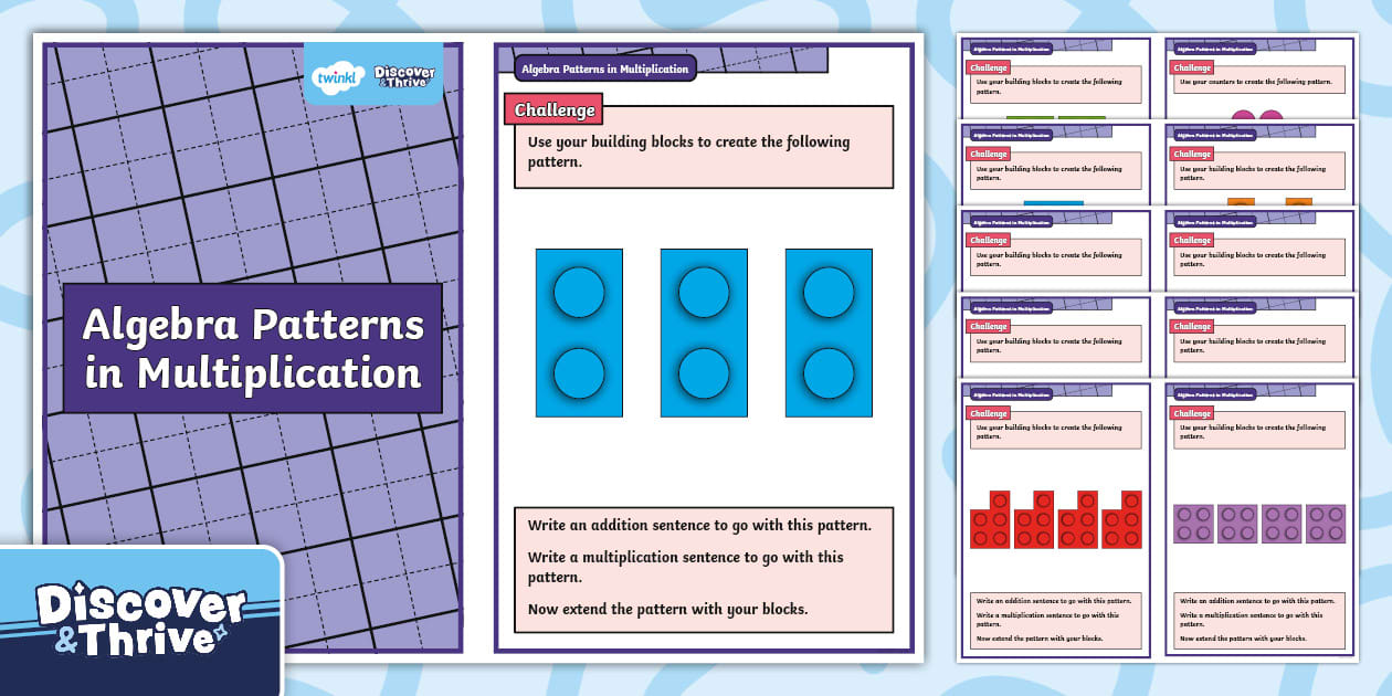 Algebra Patterns in Multiplication Challenge Cards - Twinkl