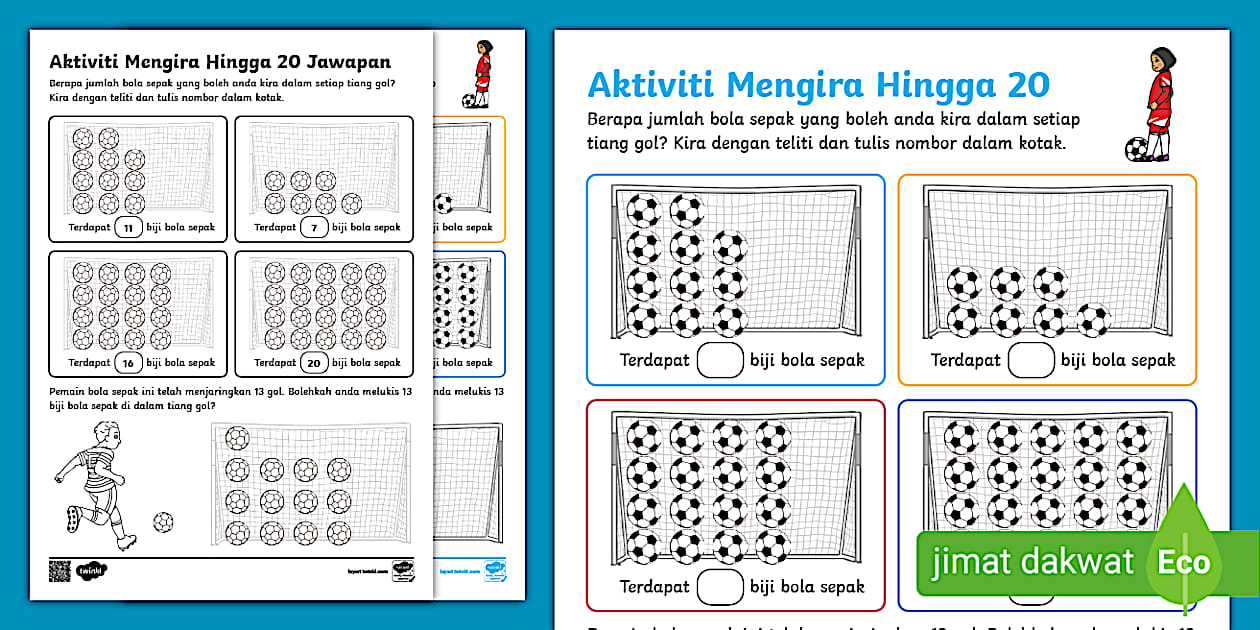 Aktiviti Mengira Hingga 20 Tema Bola Sepak (Teacher-Made)