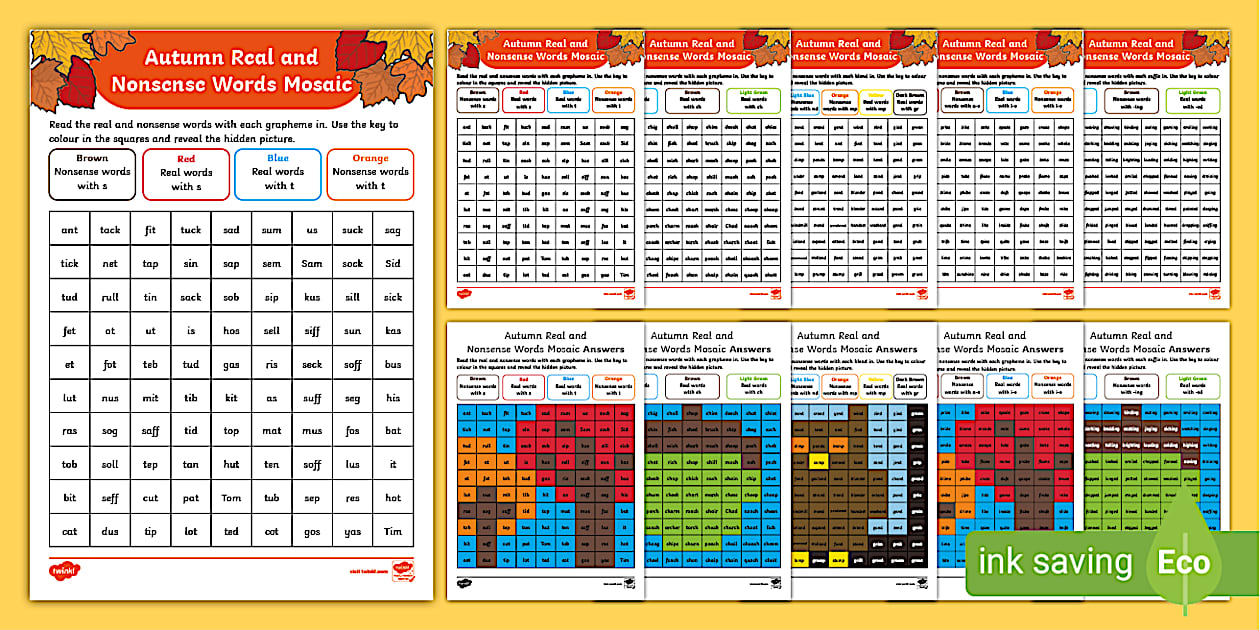 Autumn Phonics Mosaics Bumper Pack, Phases 2 -6, Twinkl