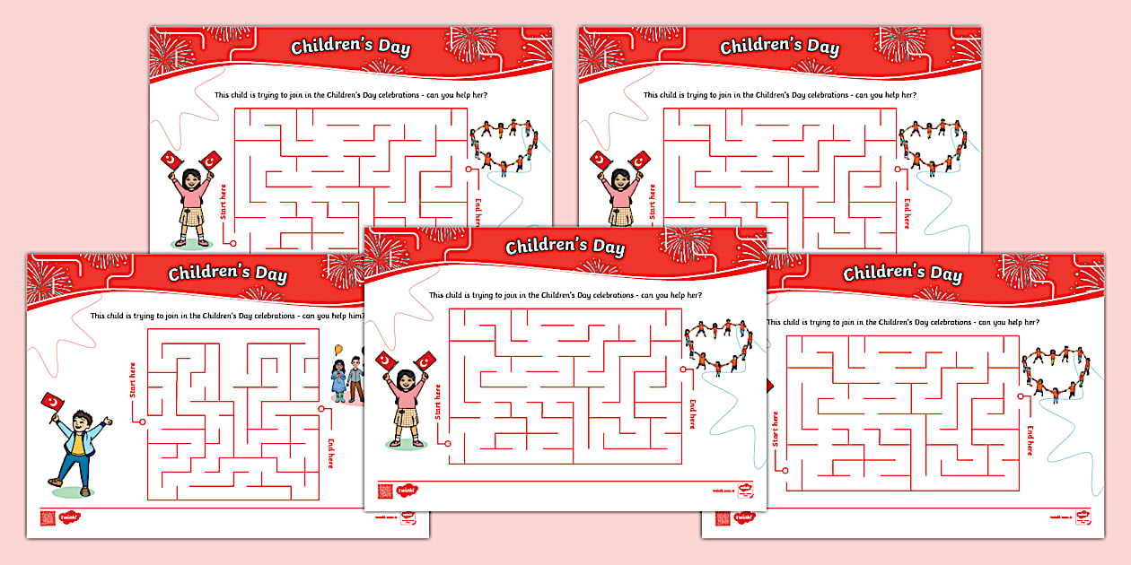 Children's Day Mazes-Twinkl