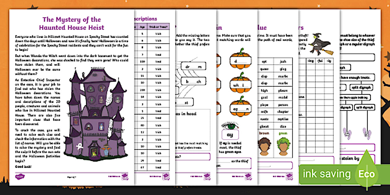 KS1 The Haunted House Heist: Halloween Phonics Problem-Solving Mystery Game