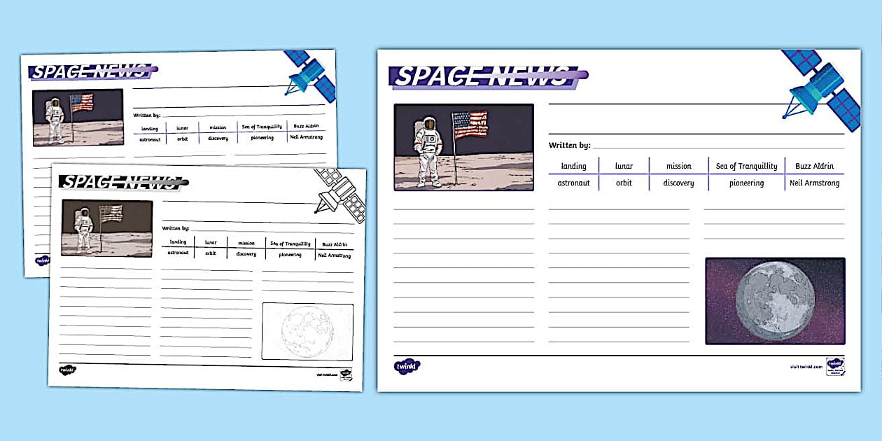 Moon Landing Recount Newspaper Template (teacher made)