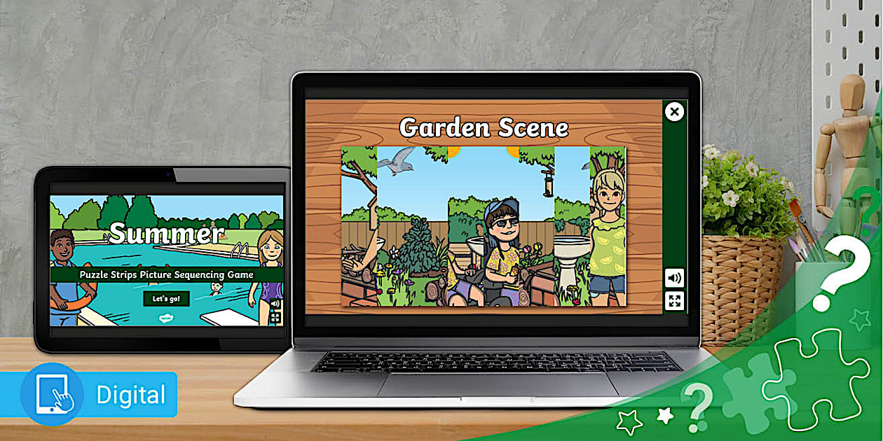 Summer Themed Interactive Puzzle Picture Strips Picture Game
