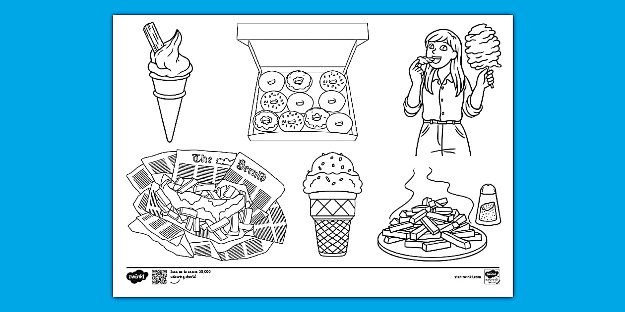 Seaside Food Colouring Page (Teacher-Made) - Twinkl