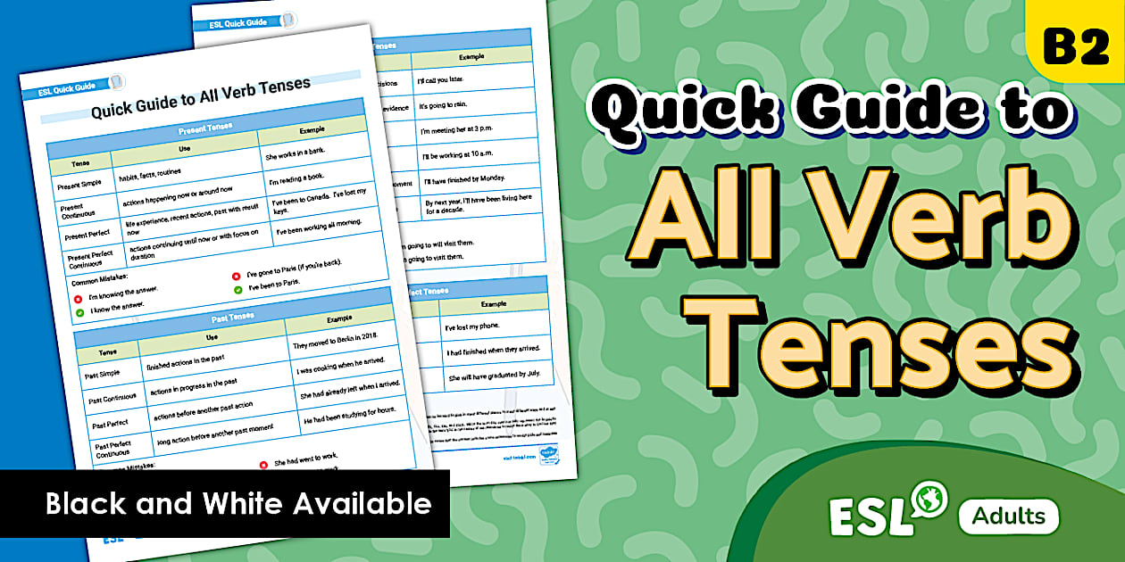 Quick Guide to All Verb Tenses [Adults, B2]