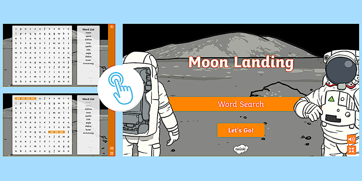 Interactive Moon Landing Word Search | Twinkl Go! Resources