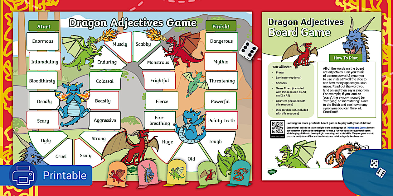 Adjectives game to describe a dragon for Chinese New Year!