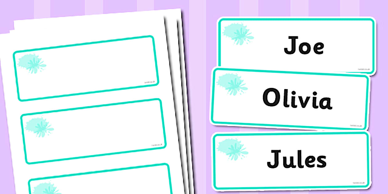 Turquoise Themed Editable Drawer-Peg-Name Labels (Blank)