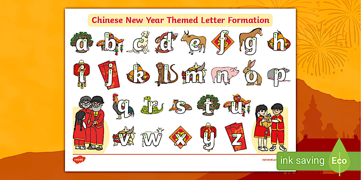 Chinese New Year Themed Letter Formation Worksheet - Twinkl