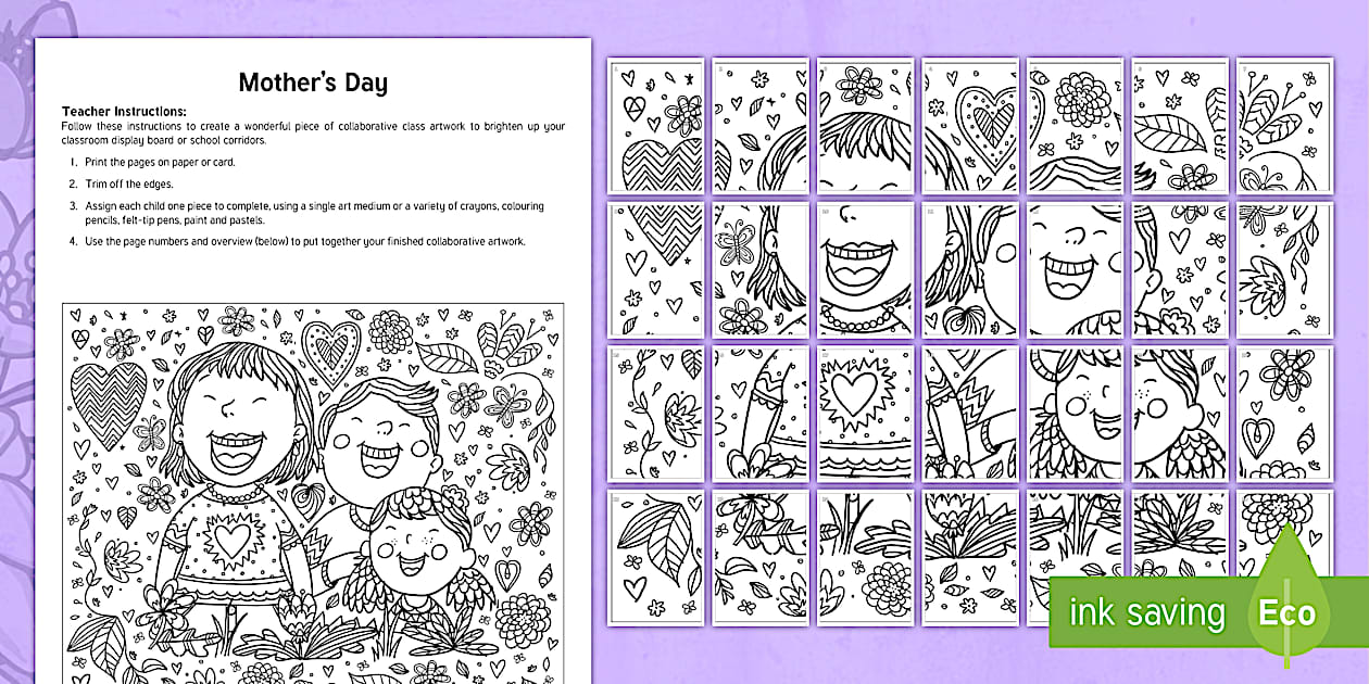 Colouring Collaboration Pages for Mother's Day