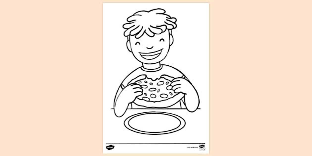 Child Eating Colouring Sheet | Fun Colouring Pages for Kids