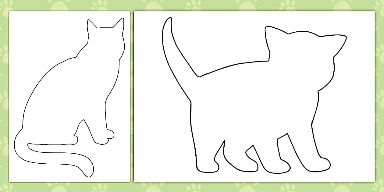 Cat and Kitten Outline Templates (teacher made) - Twinkl