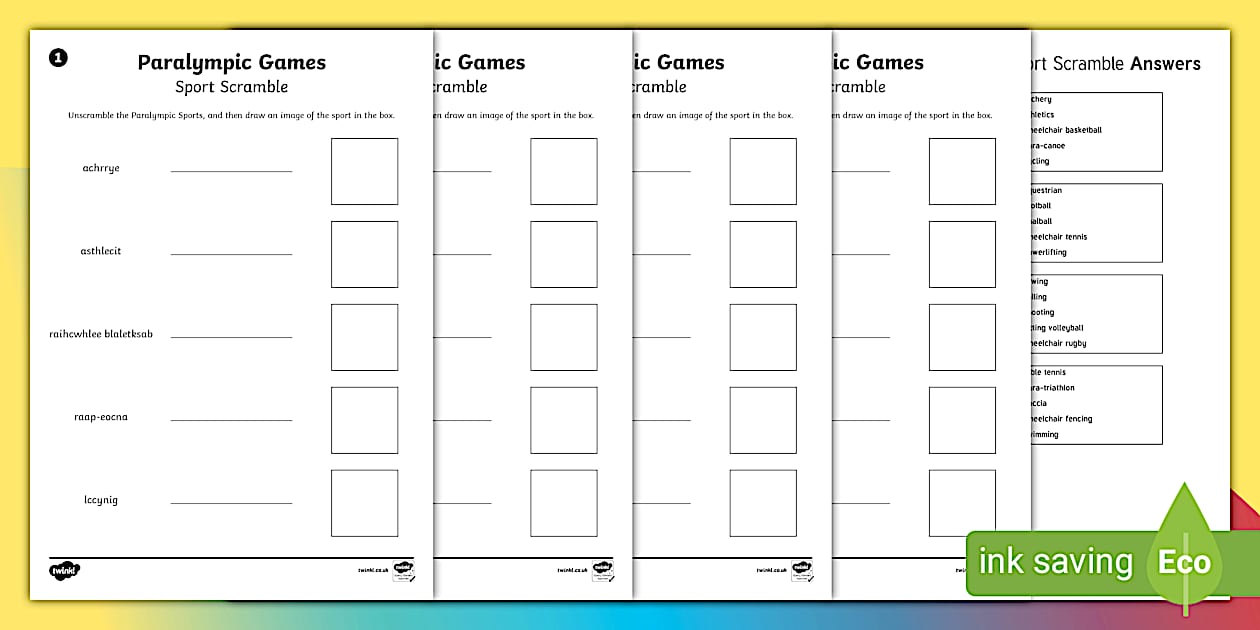 Paralympics Sports Word Unscramble (teacher made) - Twinkl