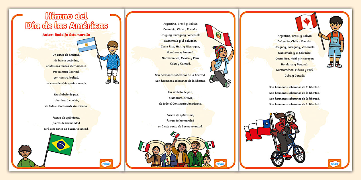Póster: Himno del Día de las Américas - Twinkl