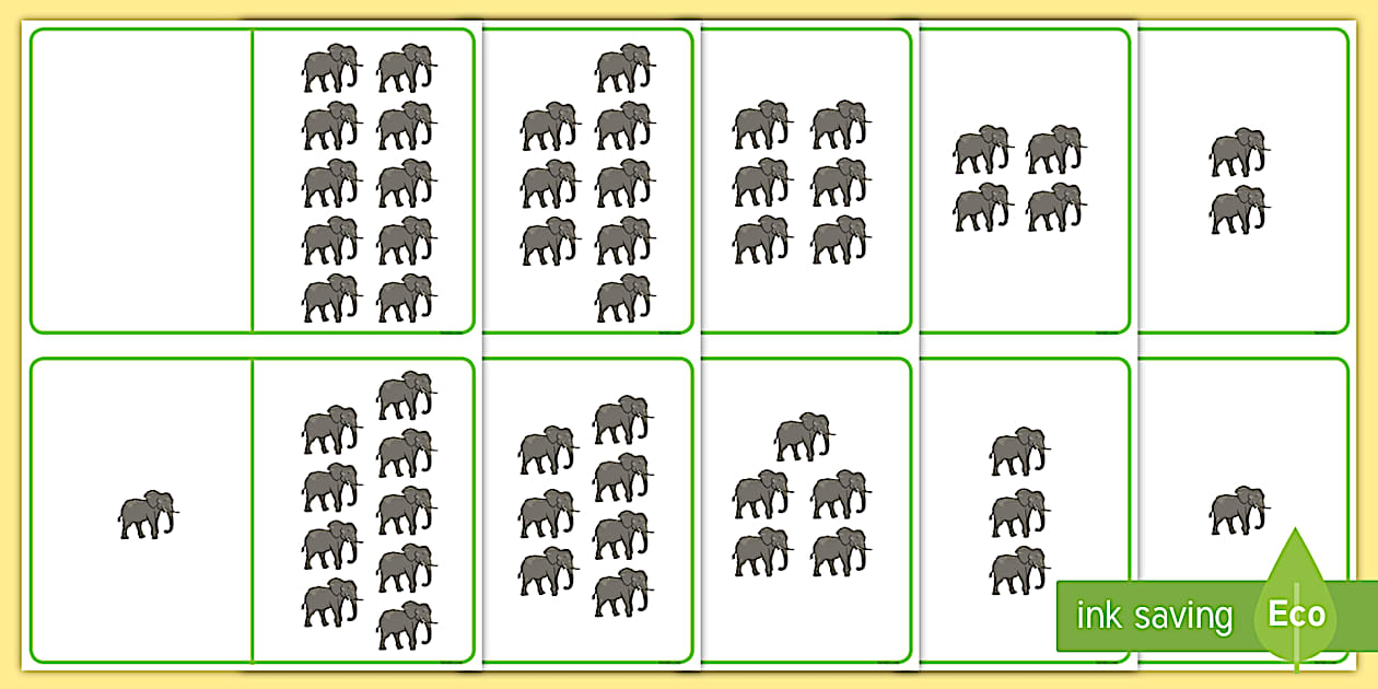 Elephant Counting Number Bonds to 10 (teacher made) - Twinkl