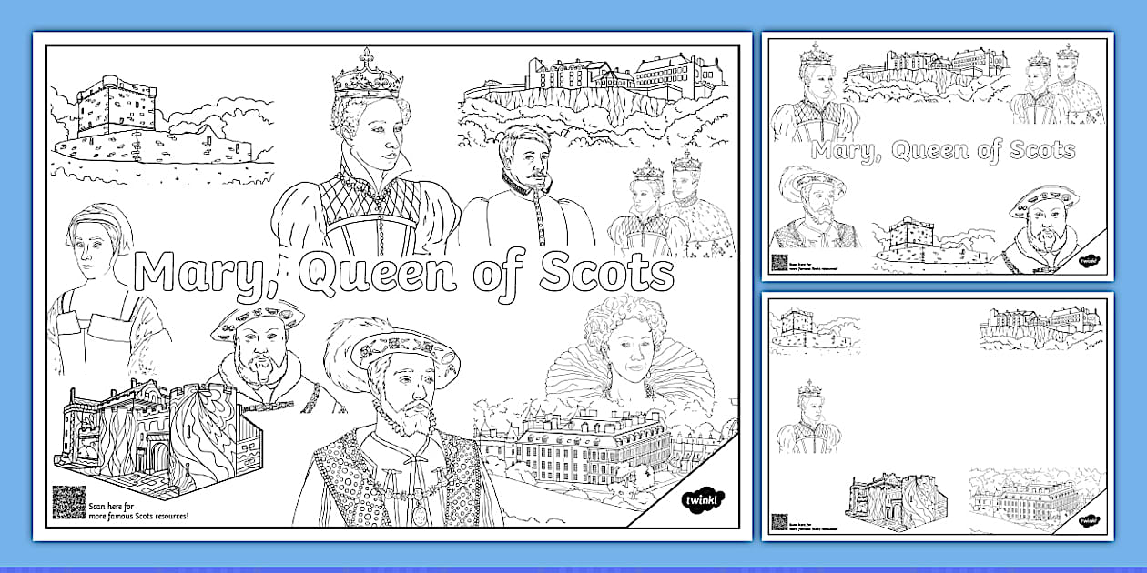 Mary, Queen of Scots Doodle Colouring Pages (teacher made)