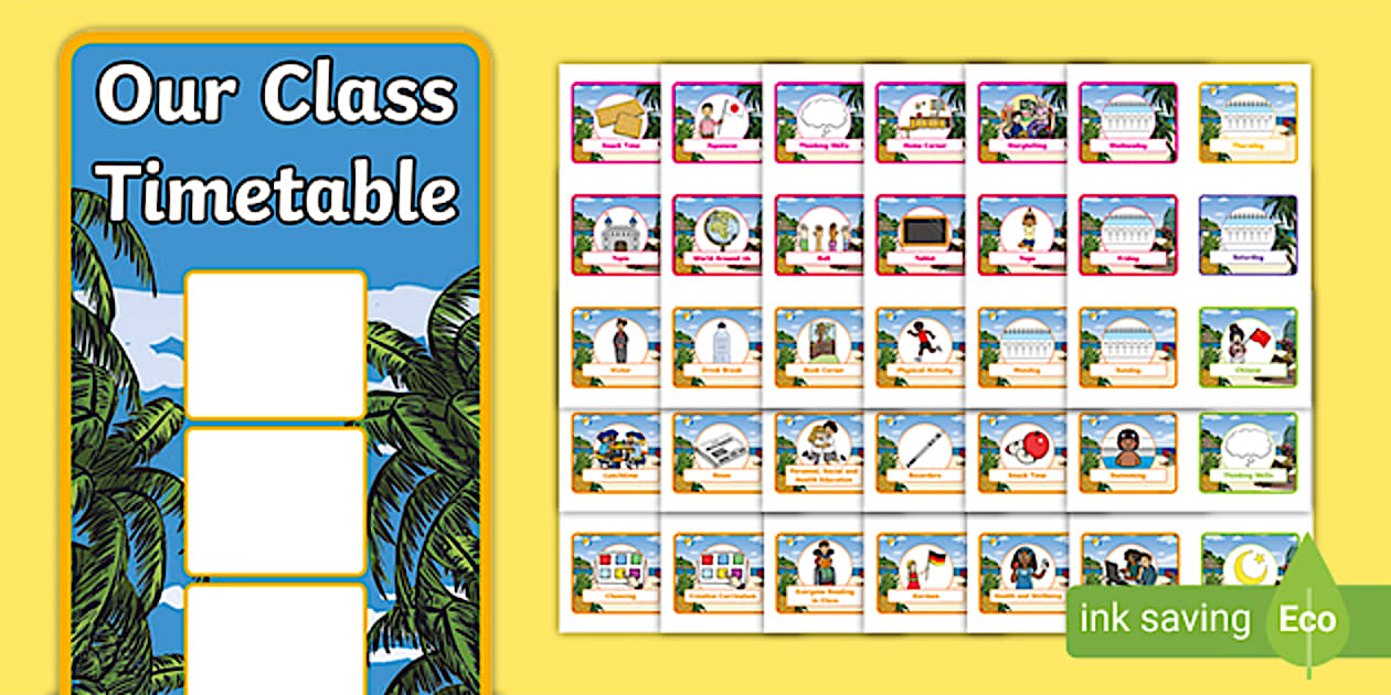 Tropical Pineapple Timetable with Cards (teacher made)