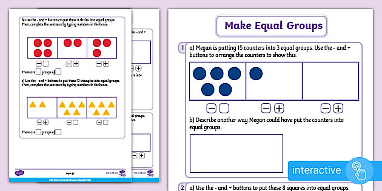 👉 Interactive PDF Y2 WRM Spring 1: Make equal groups