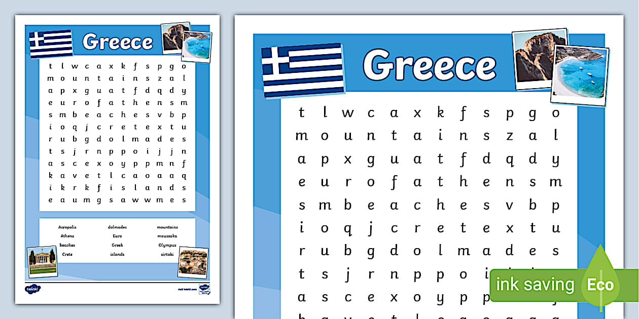 Greece Word Search,Greek wordsearch (Teacher-Made) - Twinkl